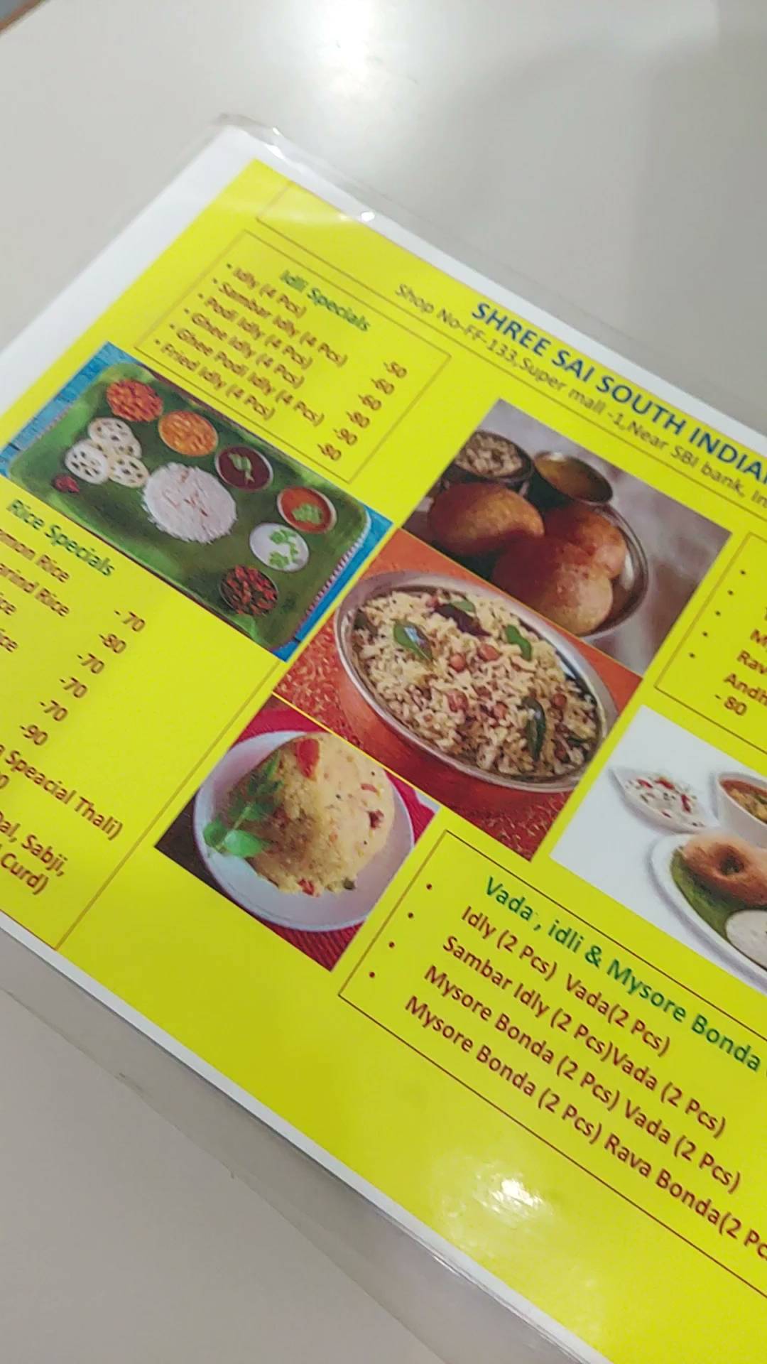 Menu at Shree Sai South indian Hotel (Andhra Mess), Gandhinagar