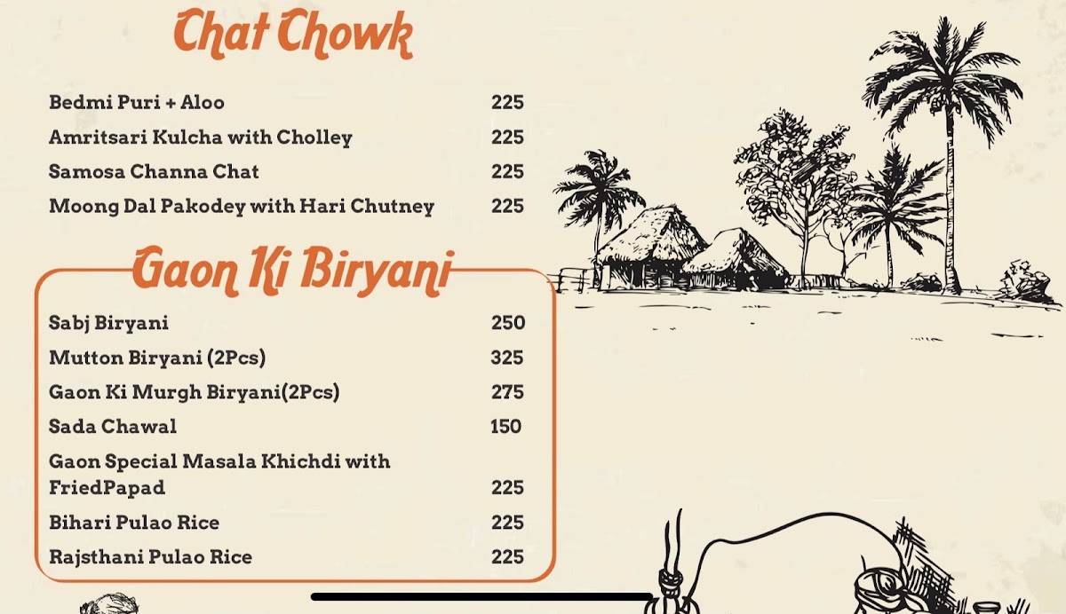 Menu at Gaon, New Delhi, 136/13