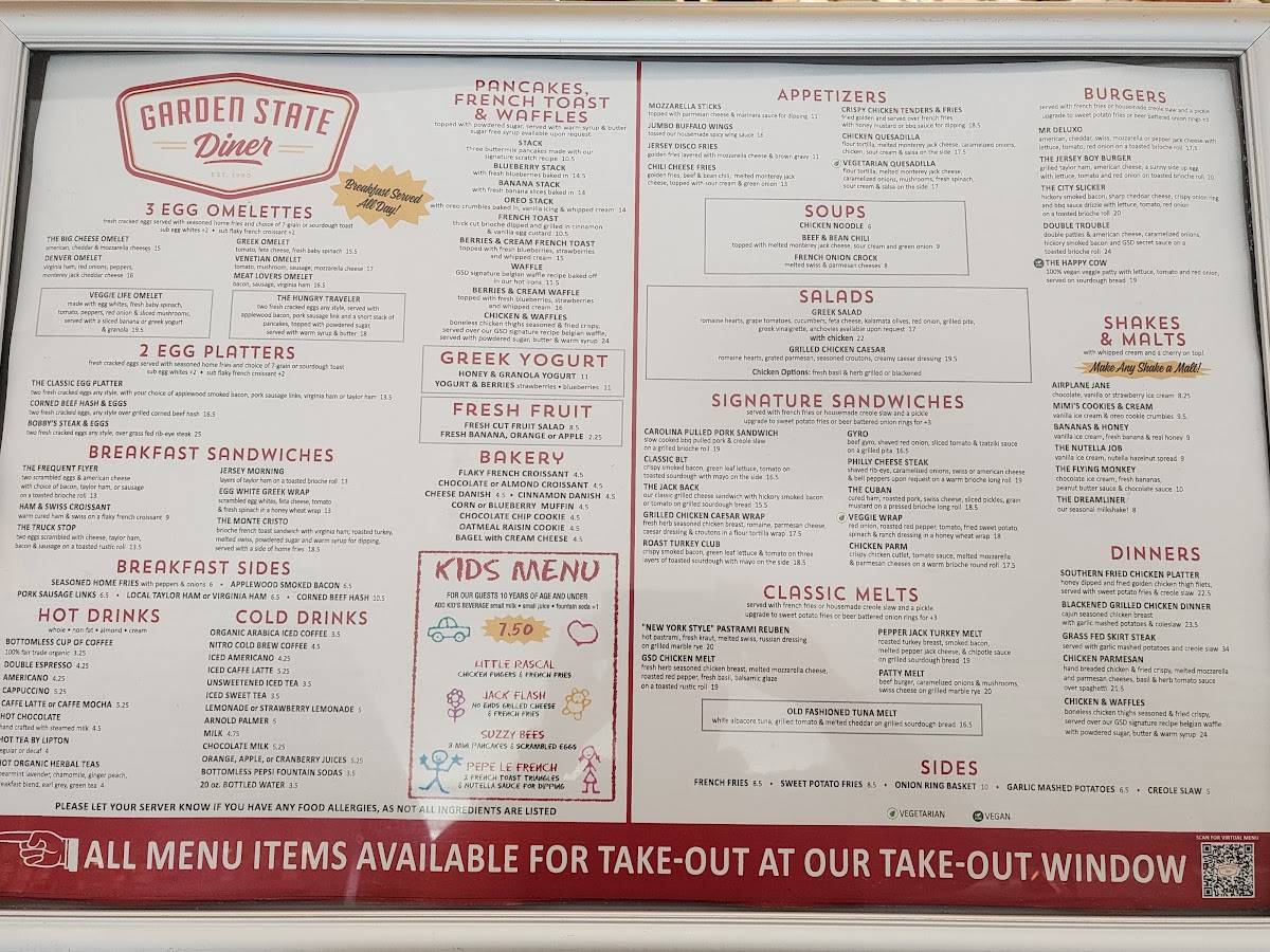 Menu at Garden State Diner restaurant, Newark, Terminal C Gate 109