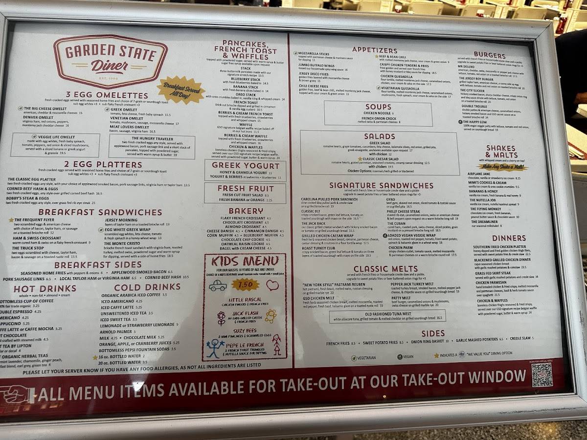 Menu at Garden State Diner restaurant, Newark, Terminal C Gate 109