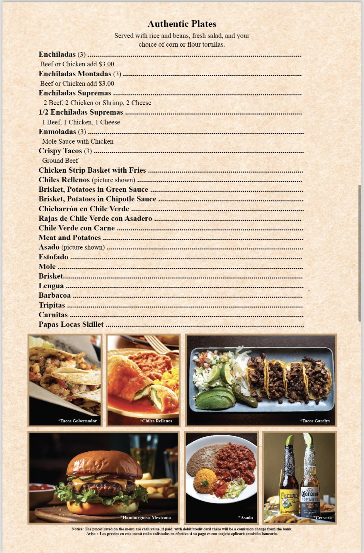 Menu at Garely's Mexican Restaurant Odessa # 2, Odessa
