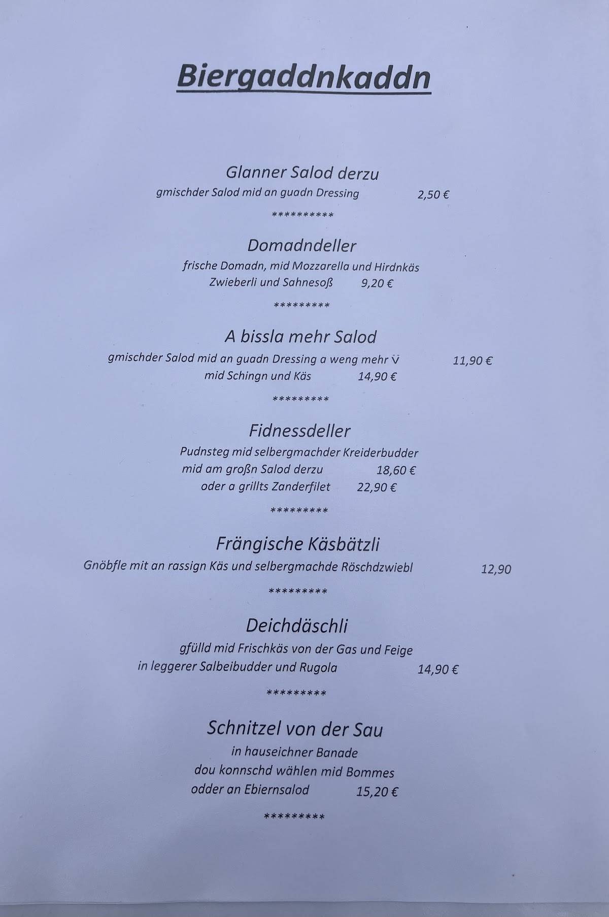 Menu at Gasthof zum grünen Baum Bechhofen (neben Sitzmann) restaurant ...