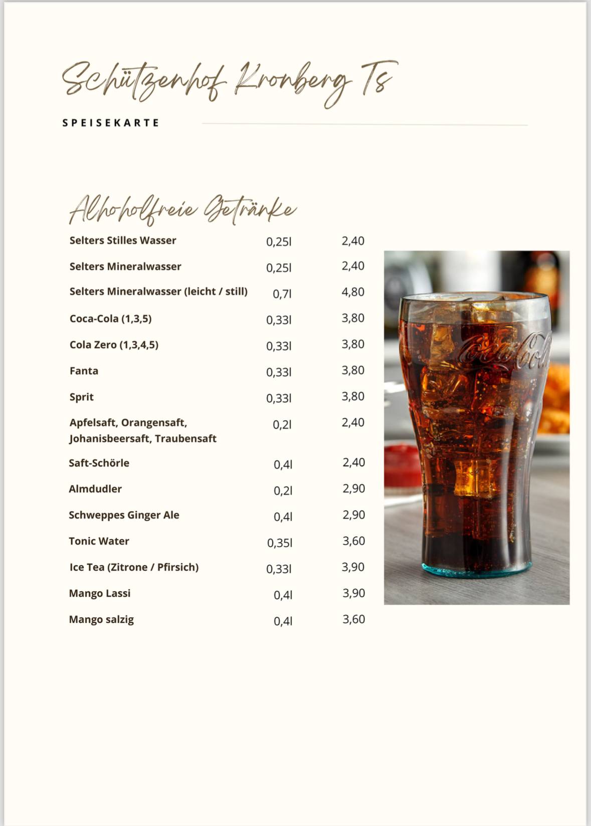 Speisekarte von Gaststätte Zum Schützenhof Kronberg restaurant ...