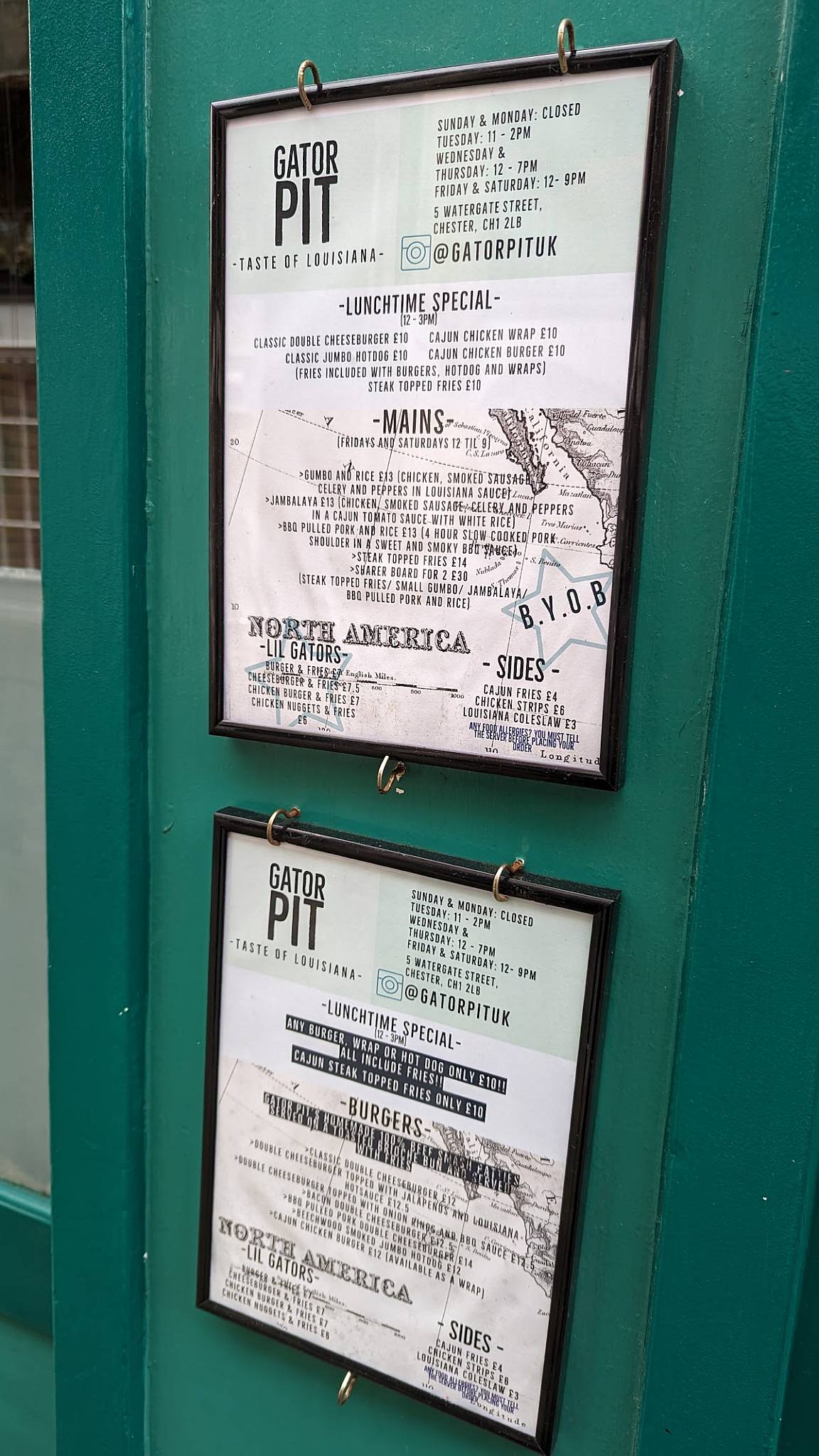 Menu at Gator Pit restaurant, Chester