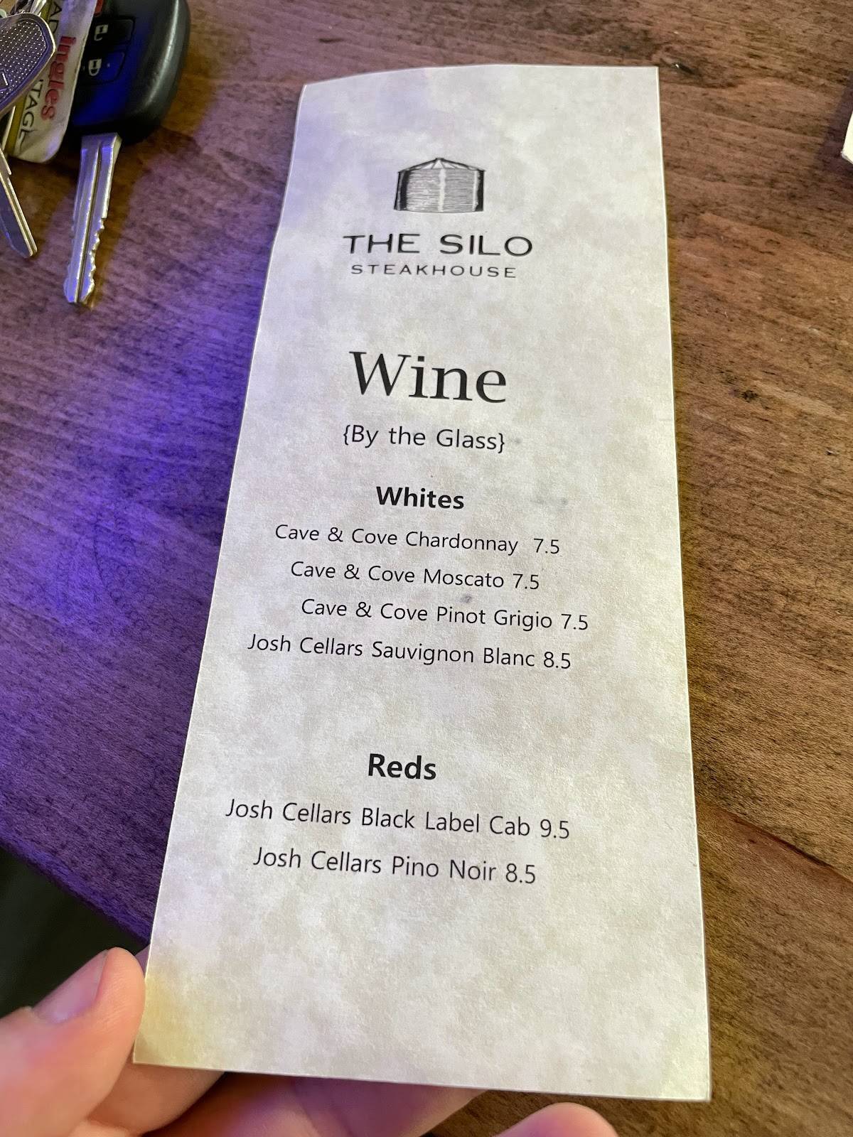 Menu at Silo Steakhouse, Gay