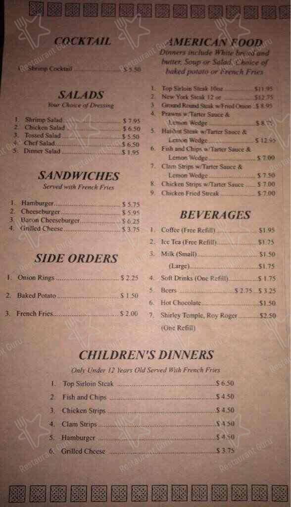 Menu at Gee's Family Restaurant, Prineville