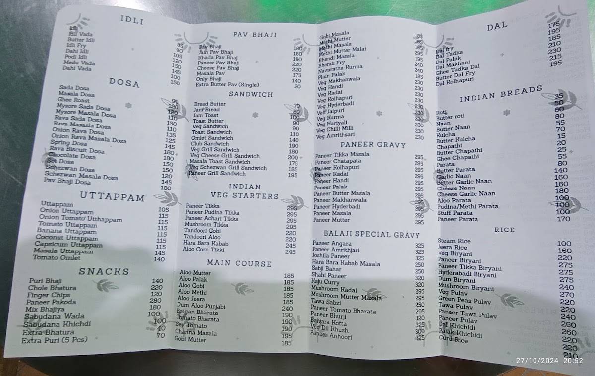 Menu at Geeta Bhavan - Balaji, Mumbai, Building No-4