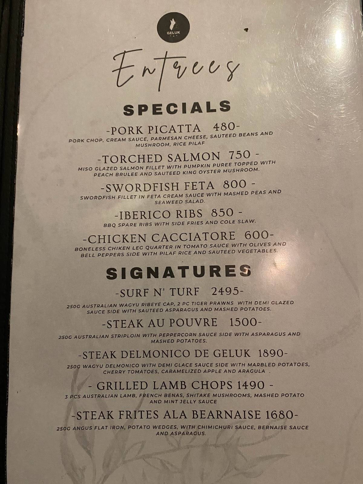 Carta del restaurante Geluk Gentri, Ciudad Quezon, 77 Banawe St