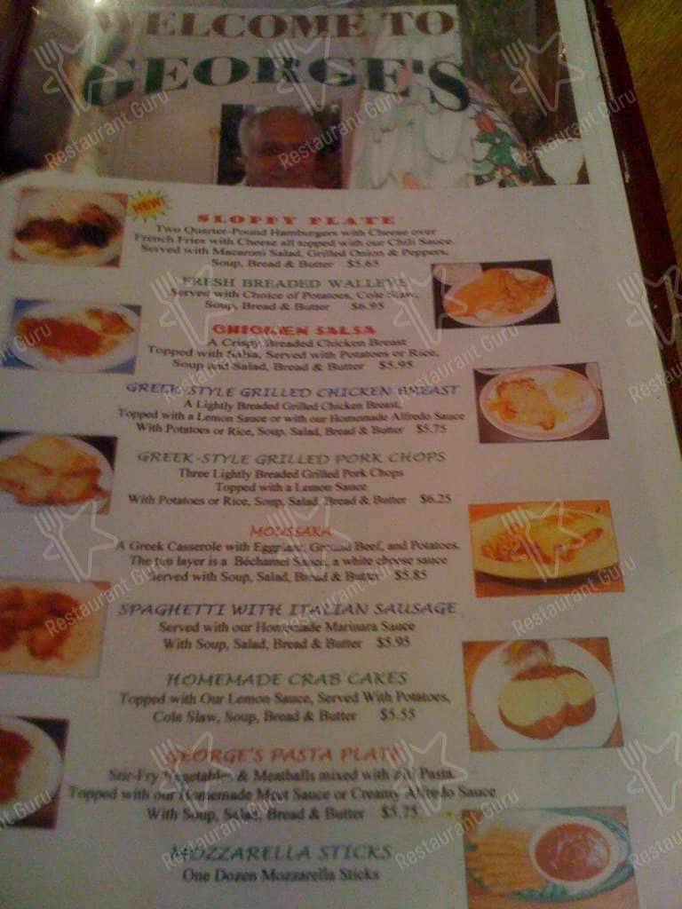 Menu at George's Kitchen restaurant, Cleveland