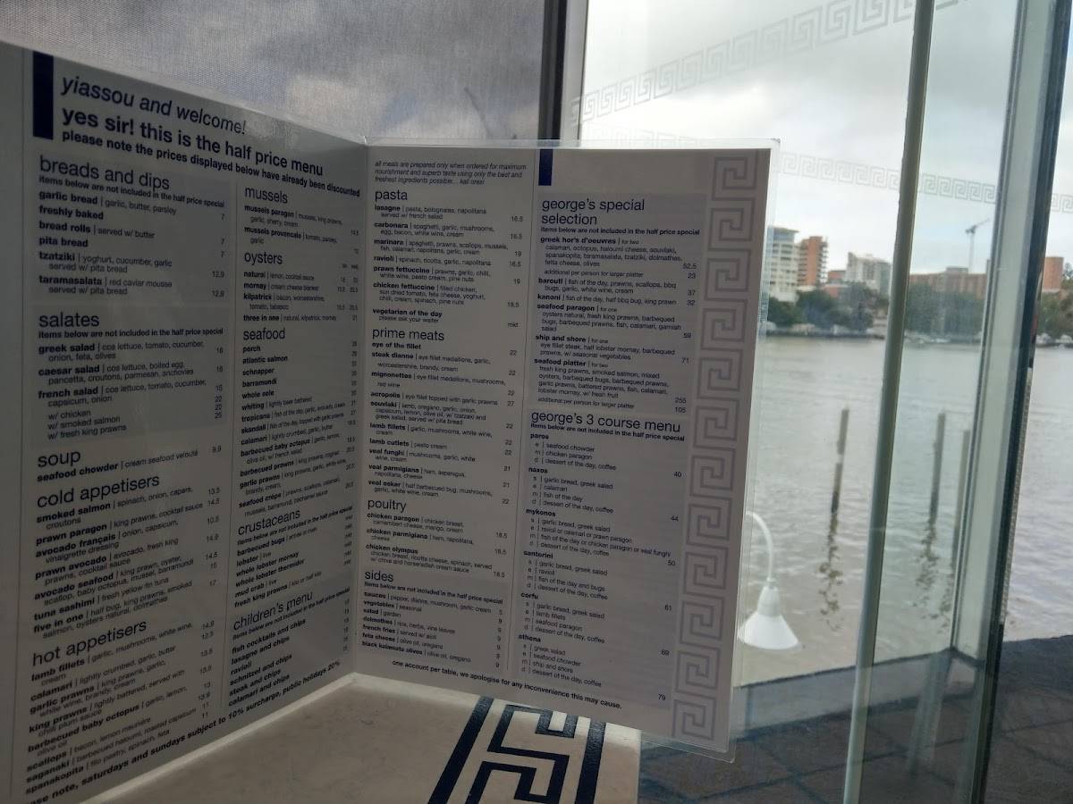 Menu at George's Paragon Seafood Restaurant, Brisbane City