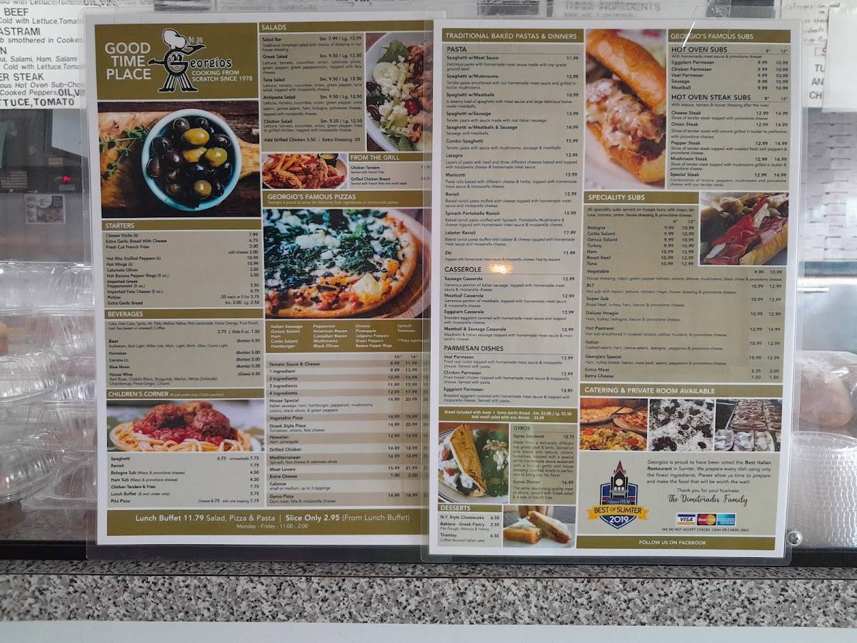 Menu at Georgio's II Famous Pizza pizzeria, Sumter, 344 Pinewood Rd
