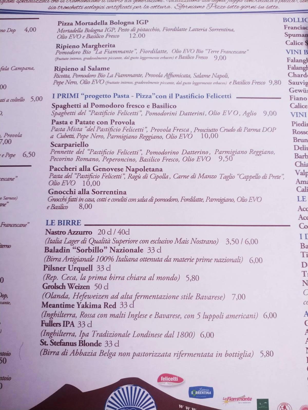 Menu da Gino Sorbillo pizzeria, Milano, Via Montevideo 4