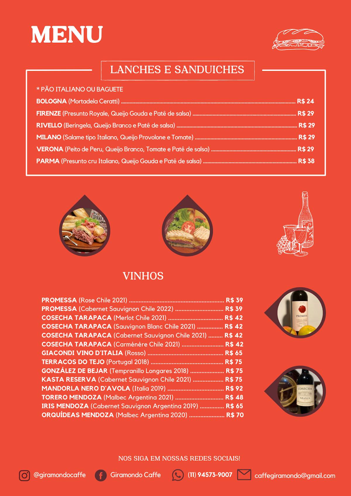 Menu em Giramondo Caffè café, São Paulo, Rua Marconi