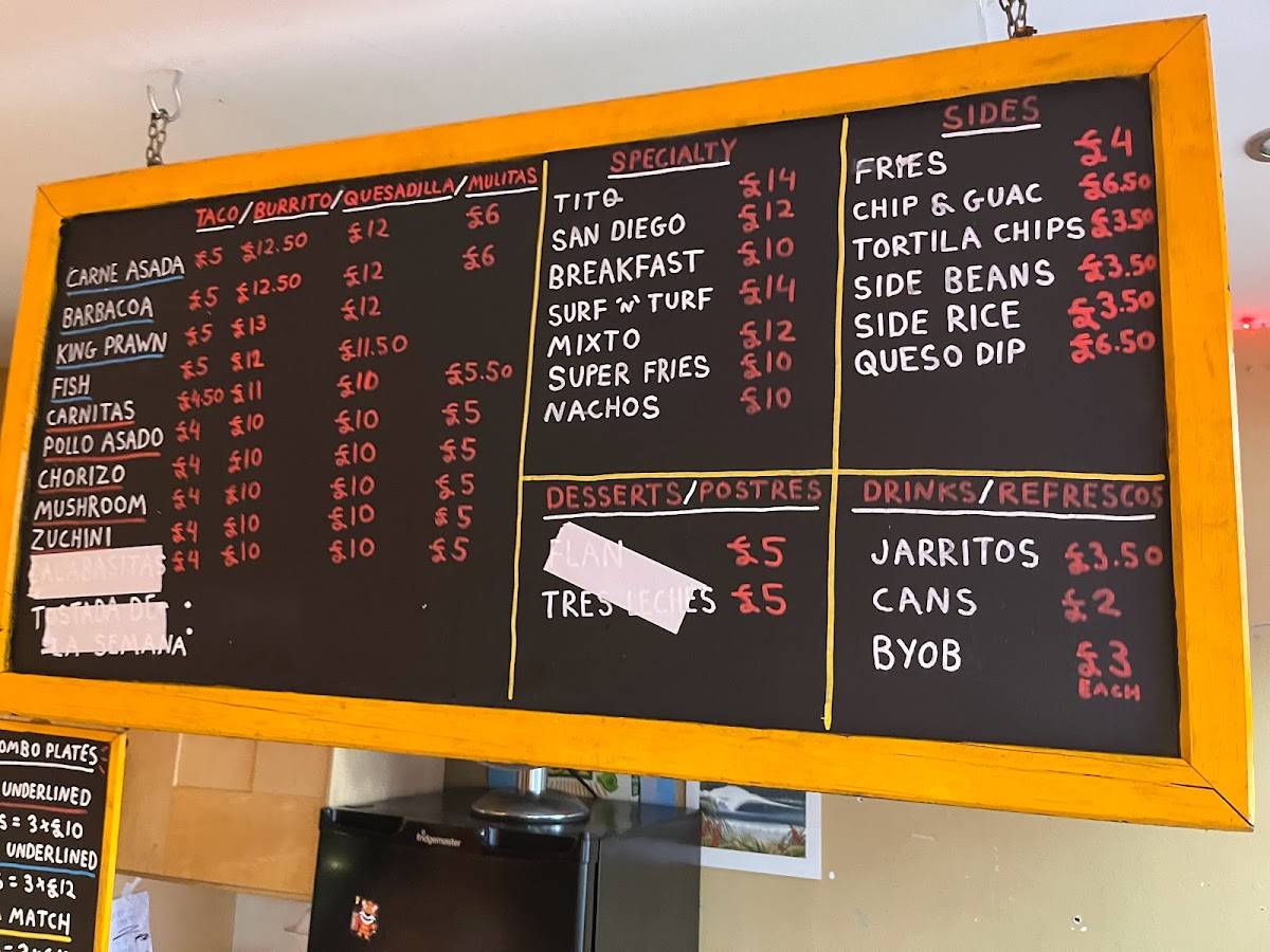 Menu at Rafa's restaurant, Glasgow