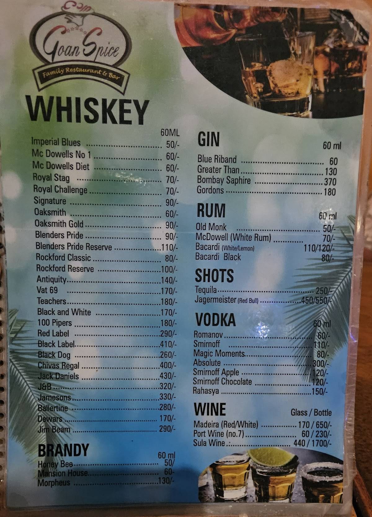 Menu at Goan Spice, Anjuna
