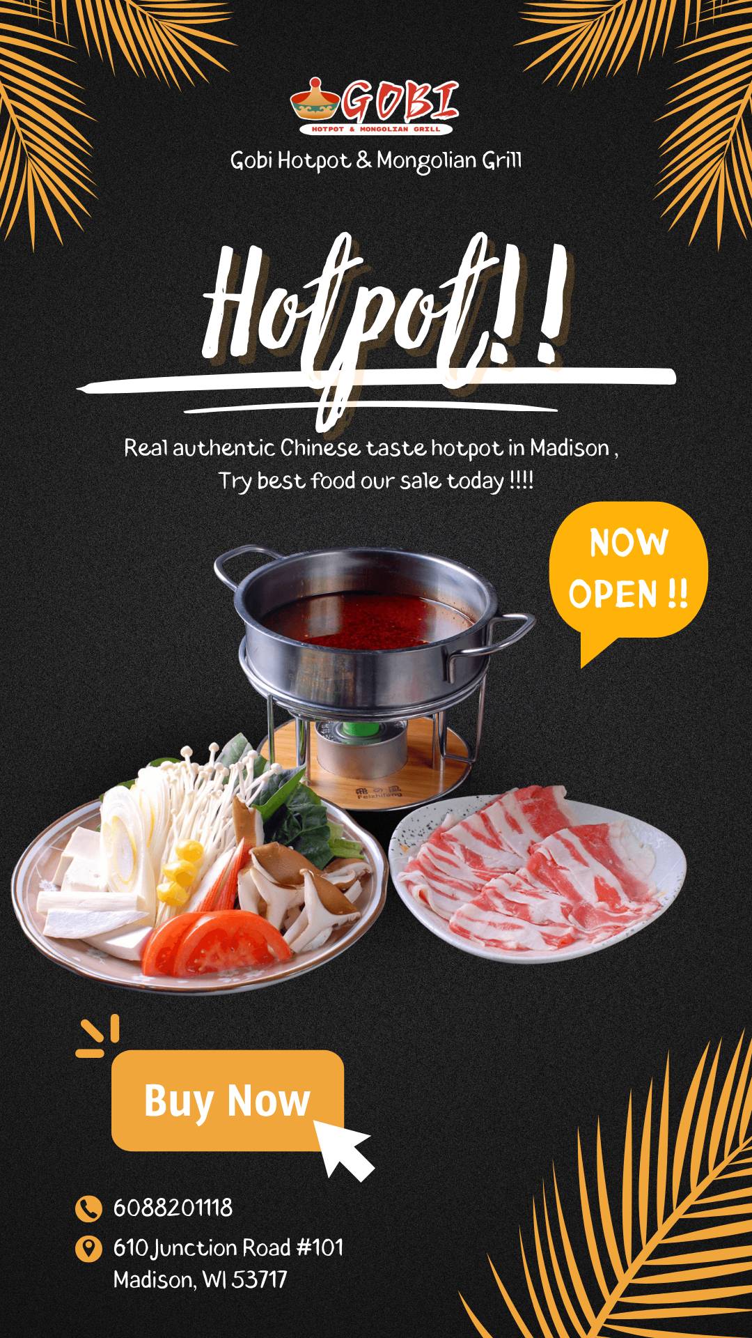 Menu at Gobi Hotpot & Mongolian Grill restaurant, Madison