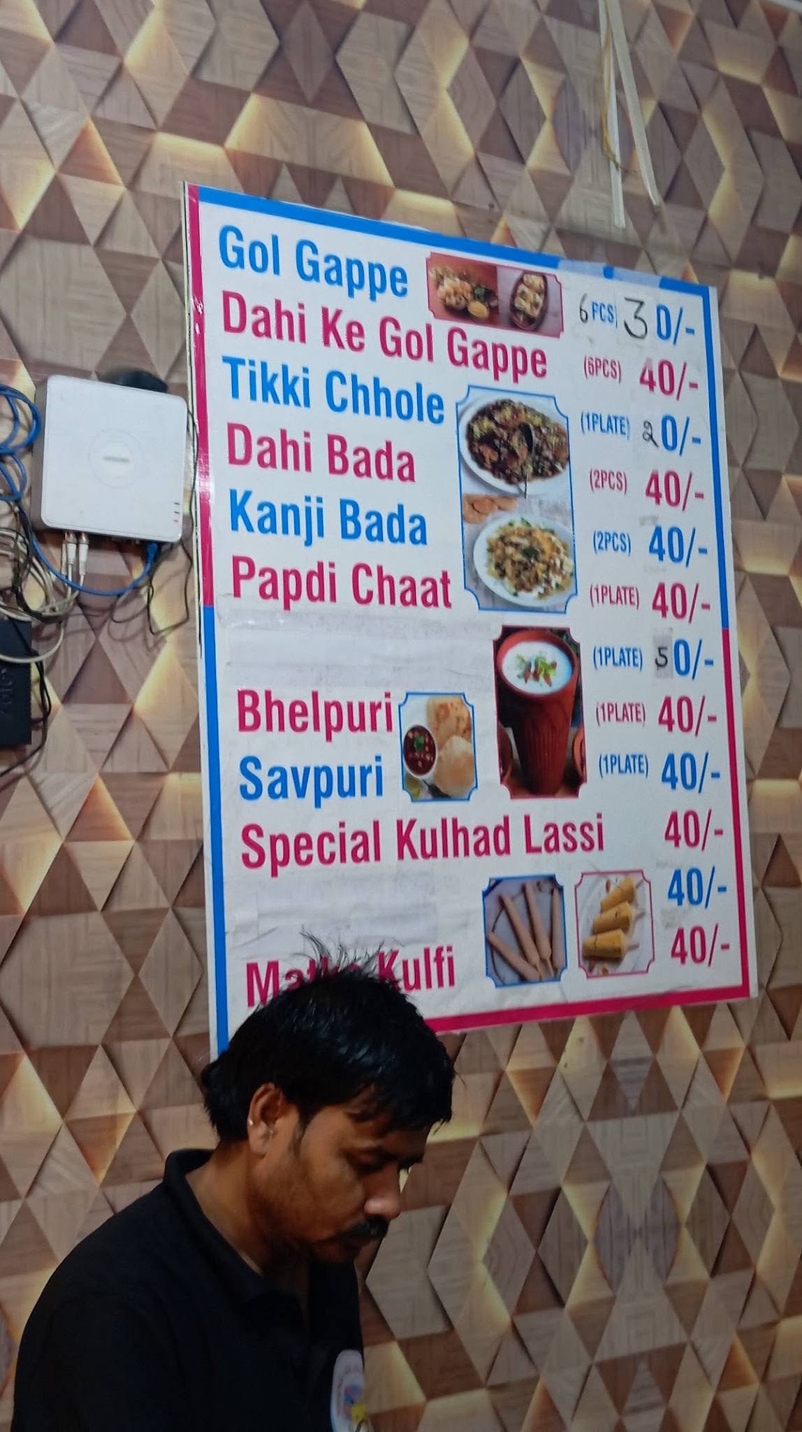 Menu at Gol gappa singh, Jaipur