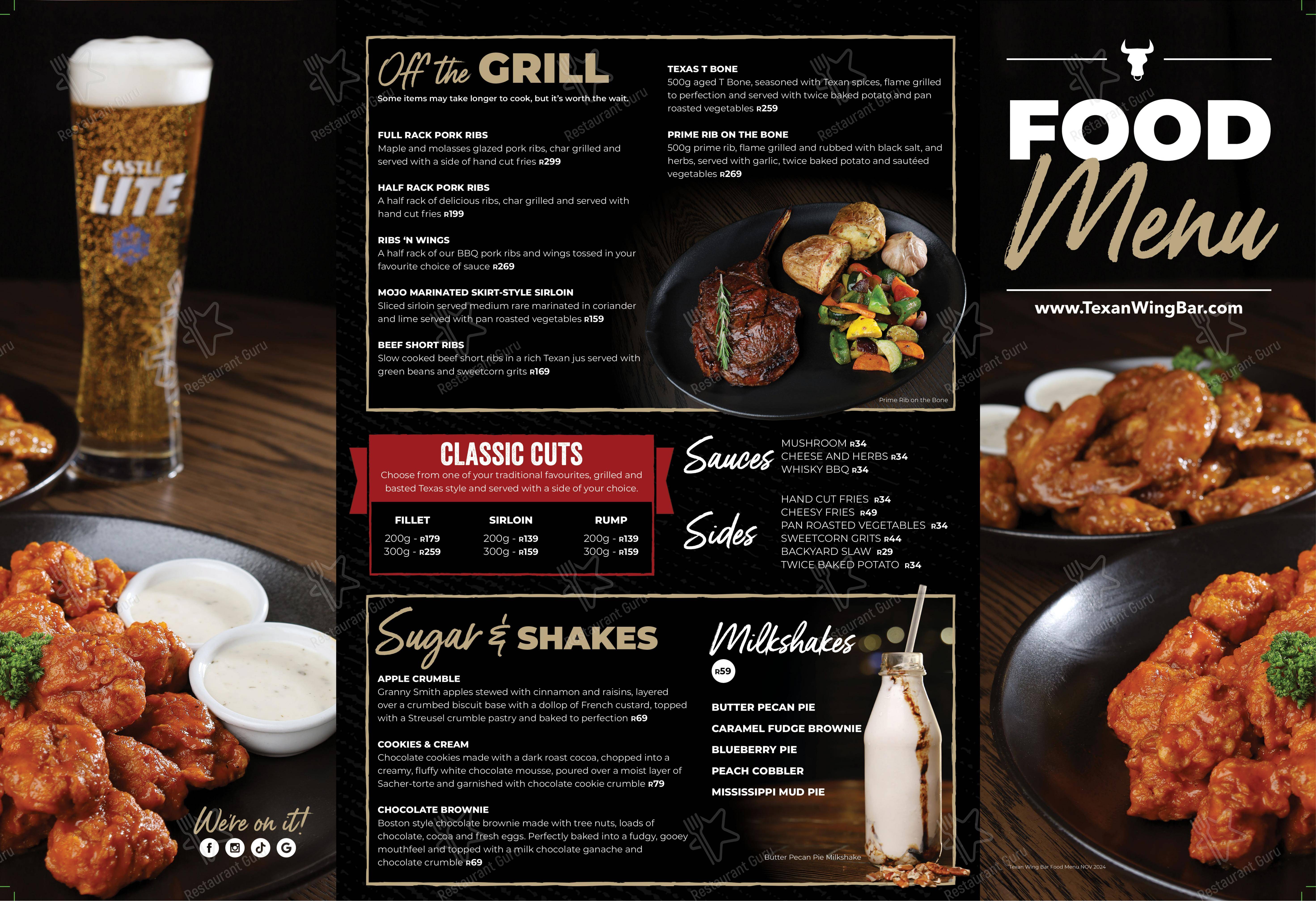 Menu at Gold Reef City Casino pub & bar, Johannesburg South