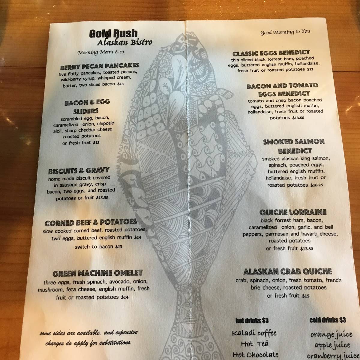 Menu at Gold Rush Bistro restaurant, Seward