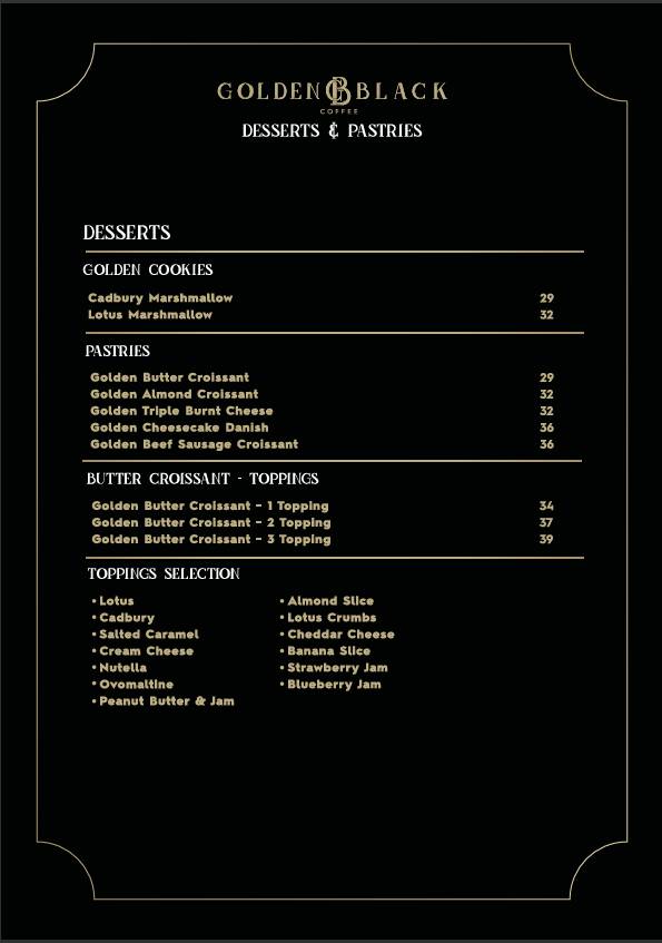 Menu at Golden Black Coffee - Kemang restaurant, South Jakarta