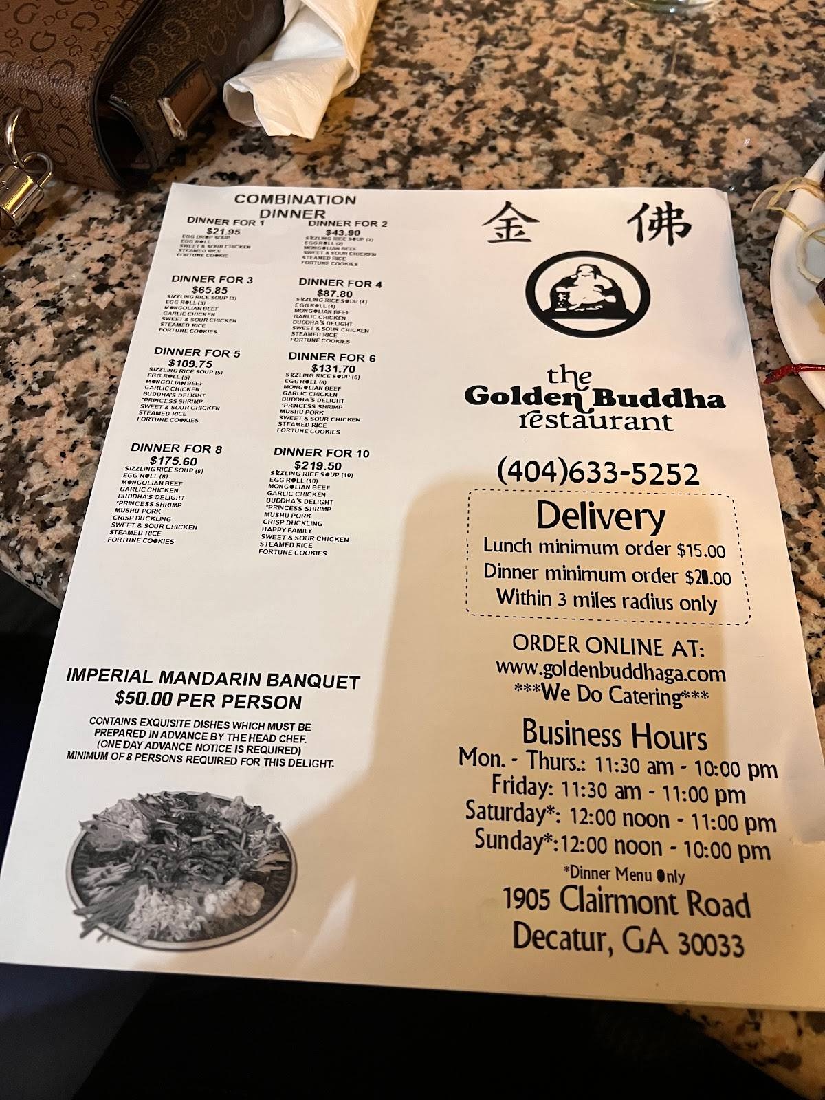 Menu at Golden Buddha Restaurant, Decatur, Clairmont Rd