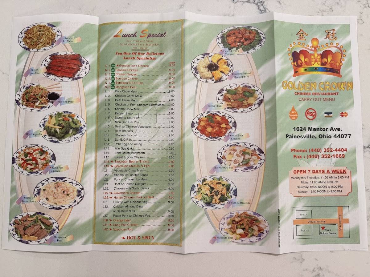 Menu at Golden Crown Chinese Restaurant, Painesville