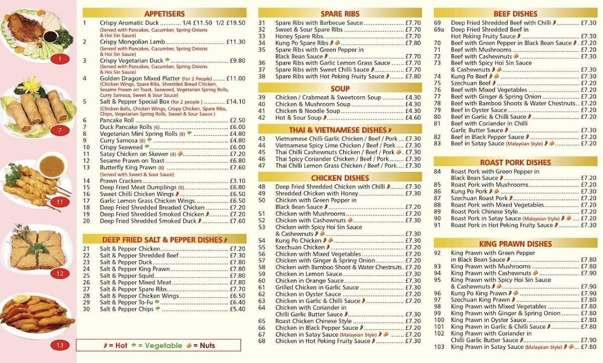 Menu at Golden Dragon fast food, Southampton, 6 High St