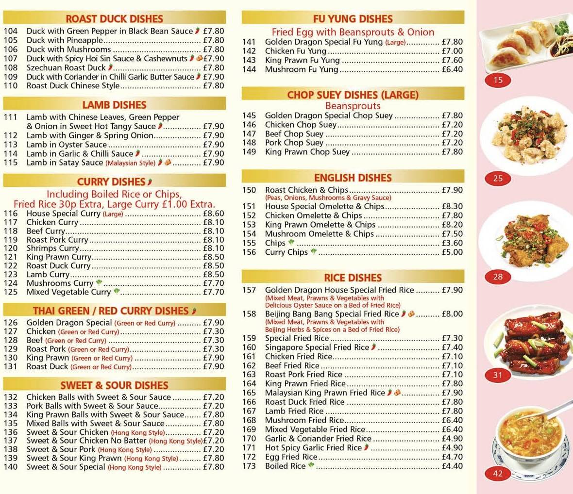Menu at Golden Dragon fast food, Southampton, 6 High St