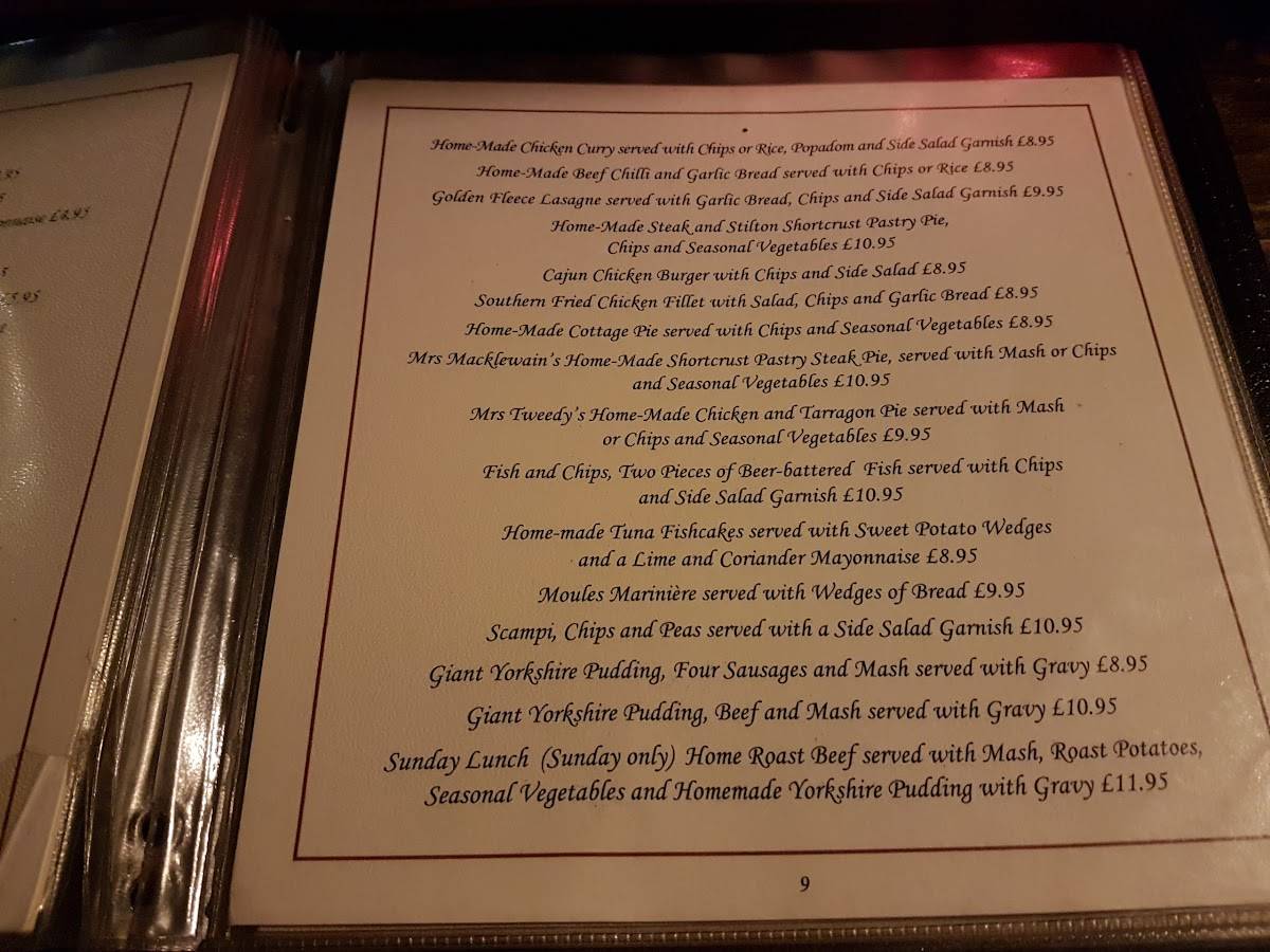 Menu at Golden Fleece York pub & bar, York