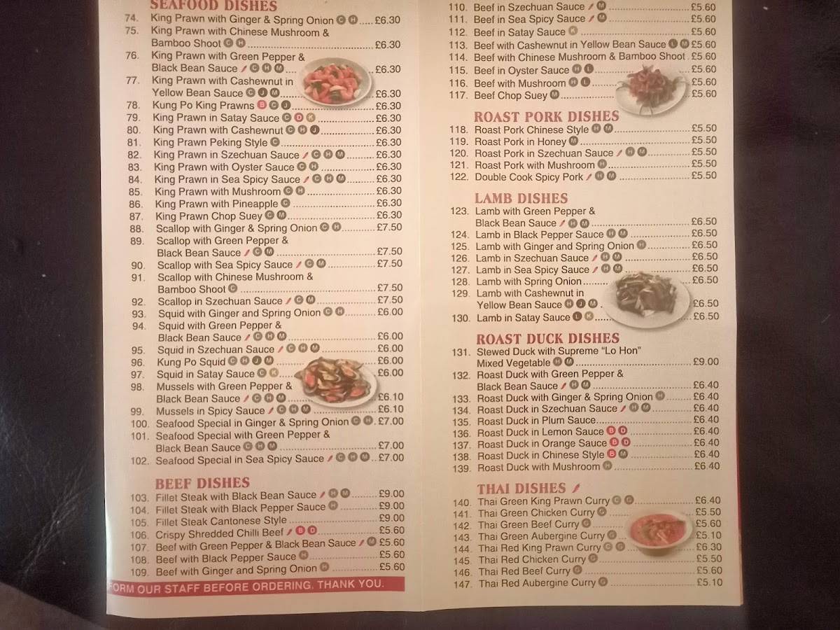 Menu at Golden Fortune restaurant, Ramsgate