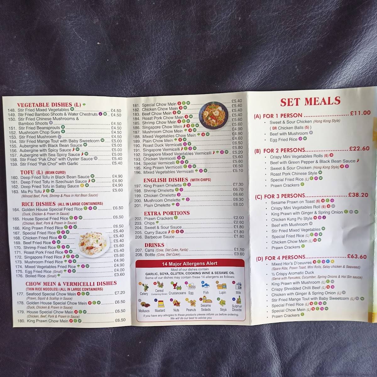 Menu at Golden Fortune restaurant, Ramsgate