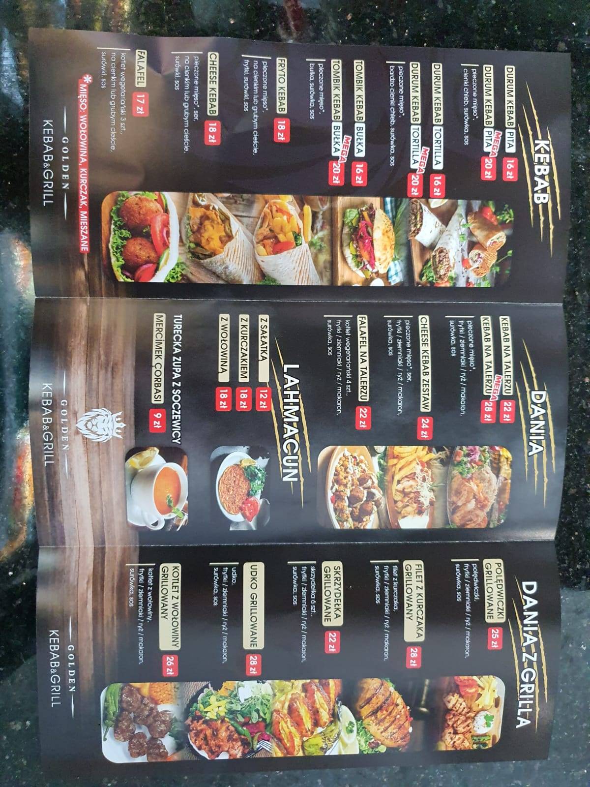 Menu at Golden Kebab & Grill restaurant, Lukow