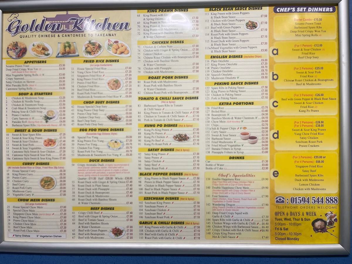 Menu at Golden Kitchen fast food, Mitcheldean