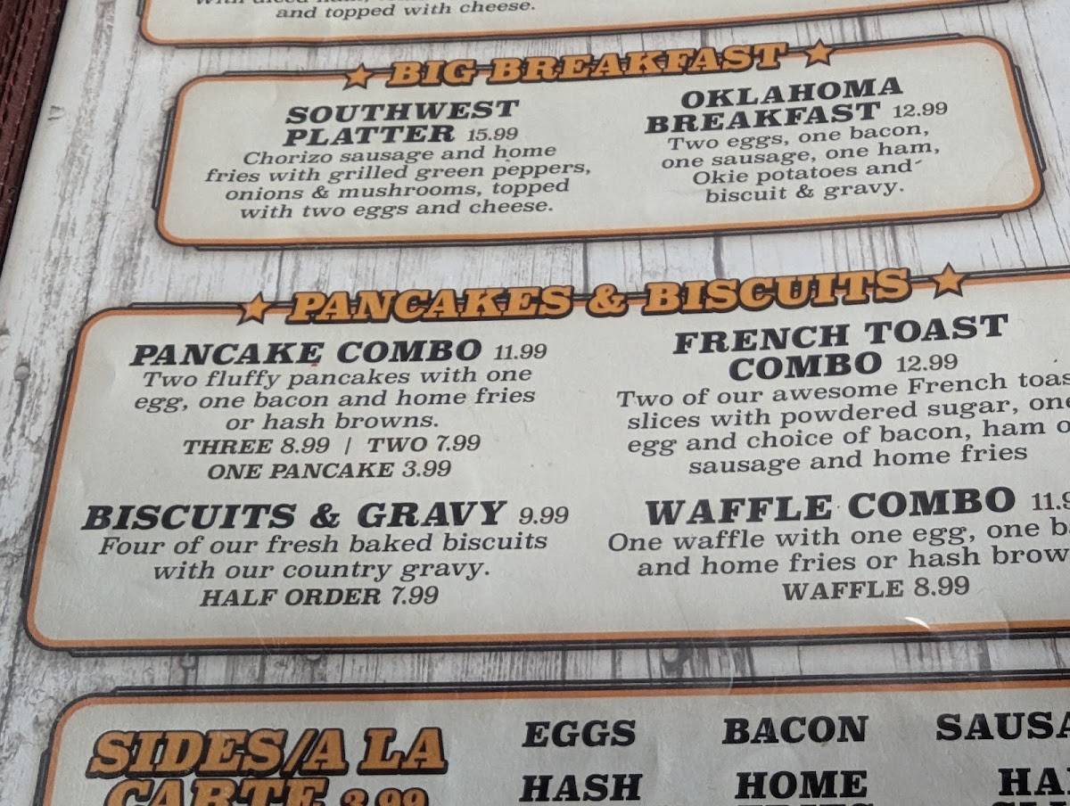 Menu at Golden Saddle Cafe, Tulsa