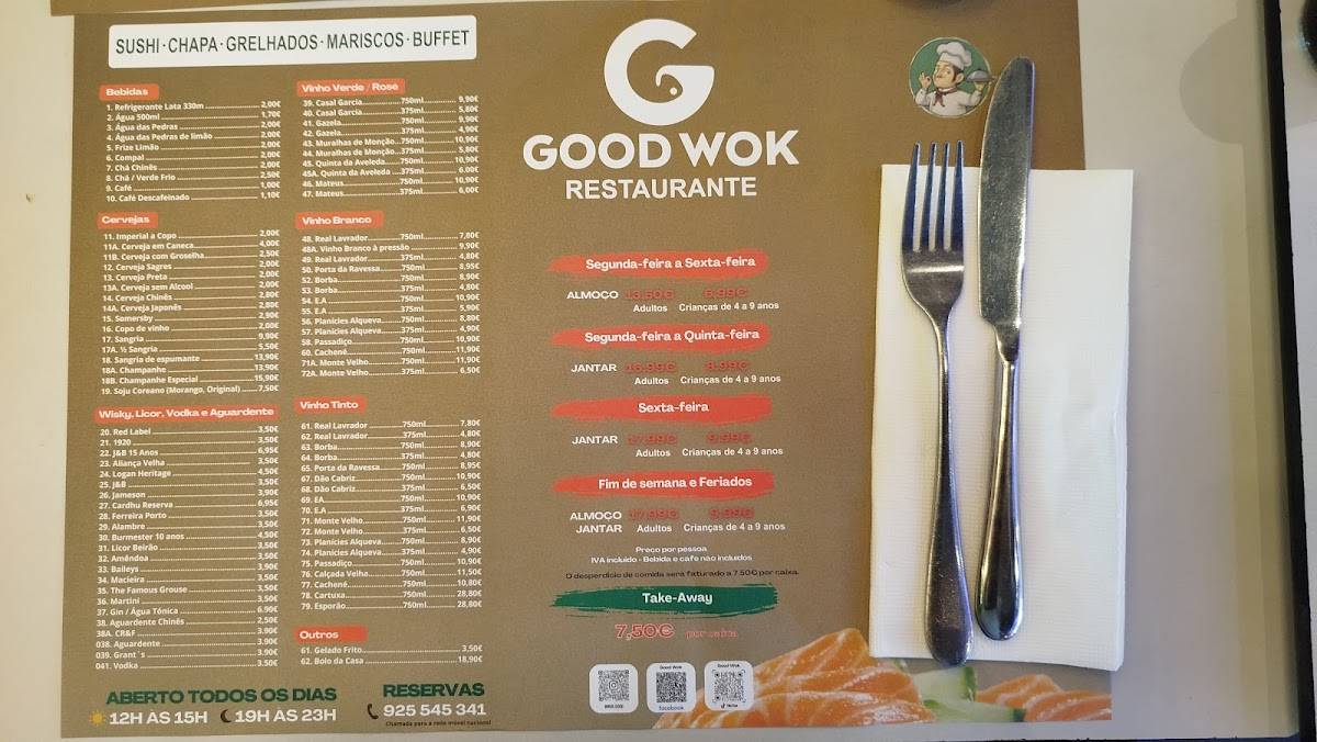 Menu em Restaurante Good Wok, Portugal