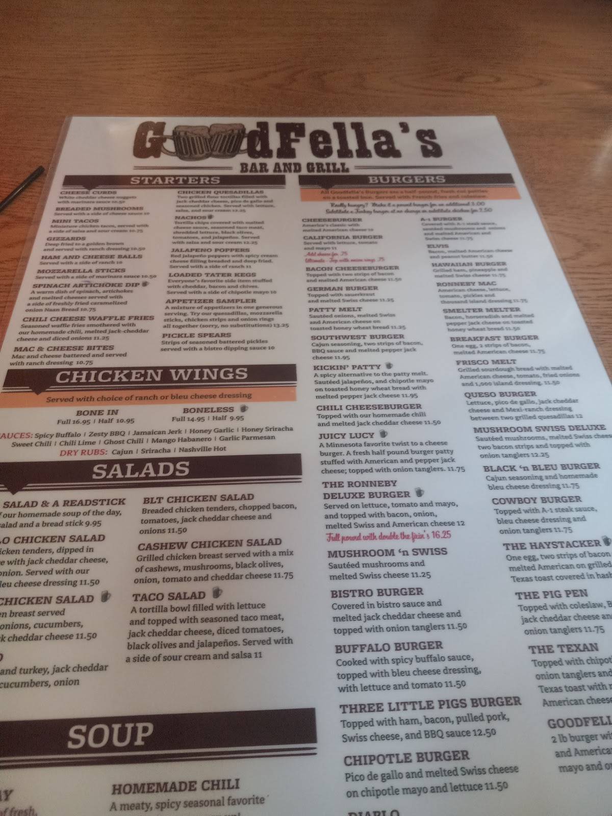 Menu at Goodfella's Bar & Grill, Foley