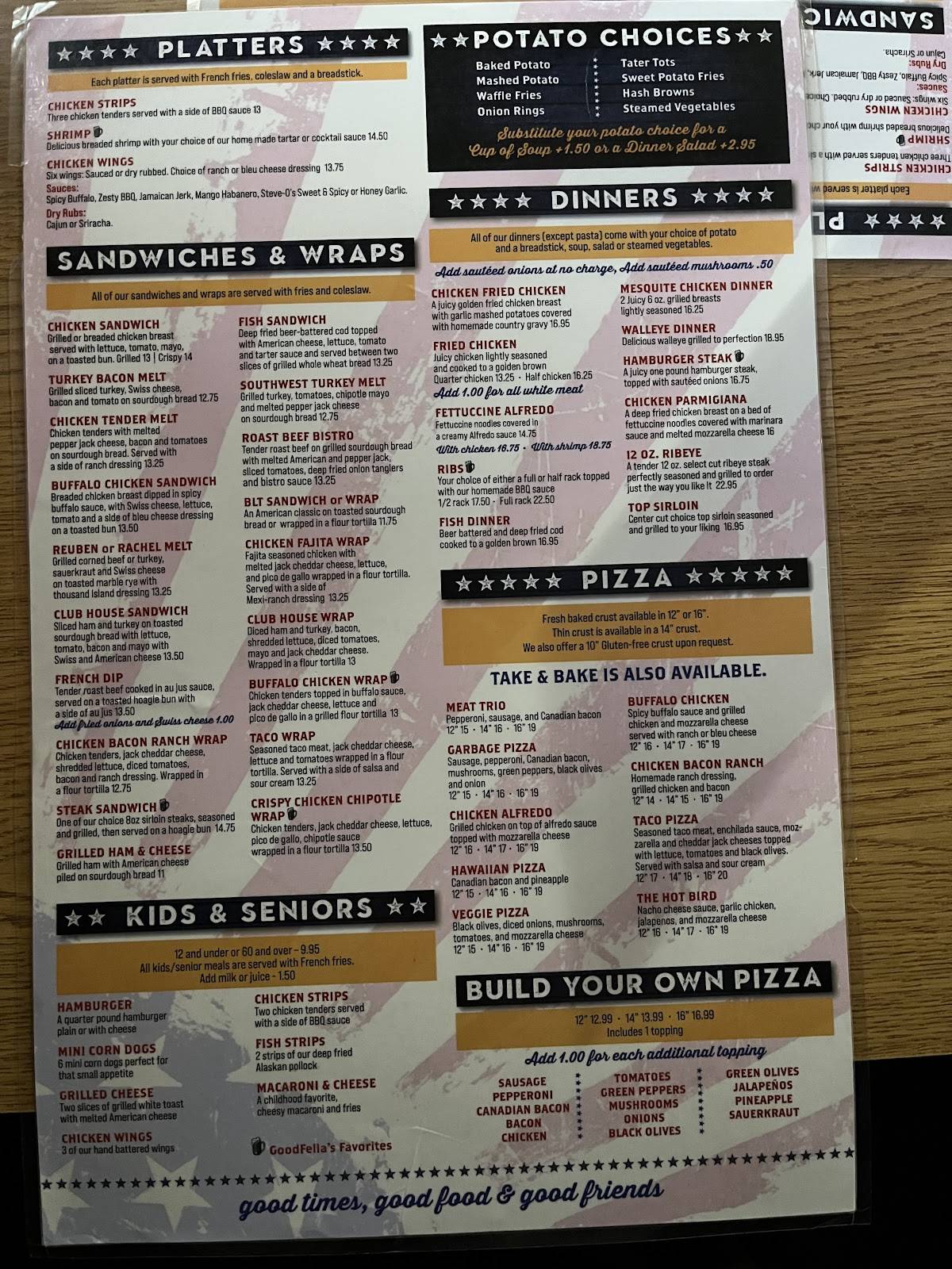 Menu at Goodfella's Bar & Grill, Foley