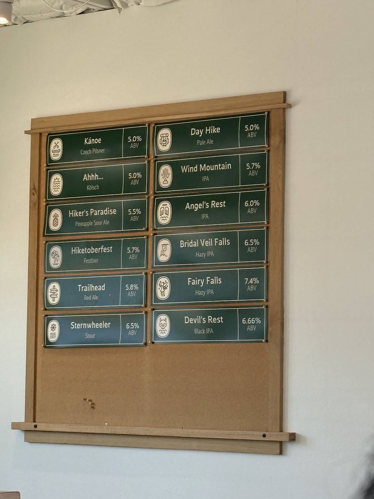 Menu at Gorges Beer Co. - Cascade Locks pub & bar, Cascade Locks