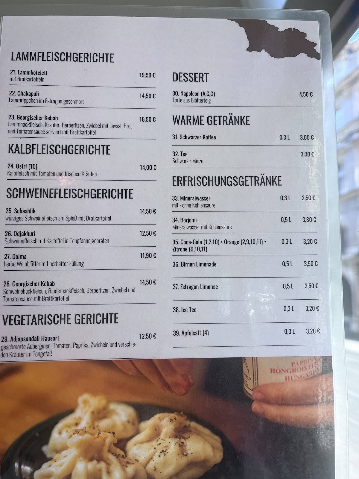 Speisekarte von "Gori" restaurant, Halle (Saale)