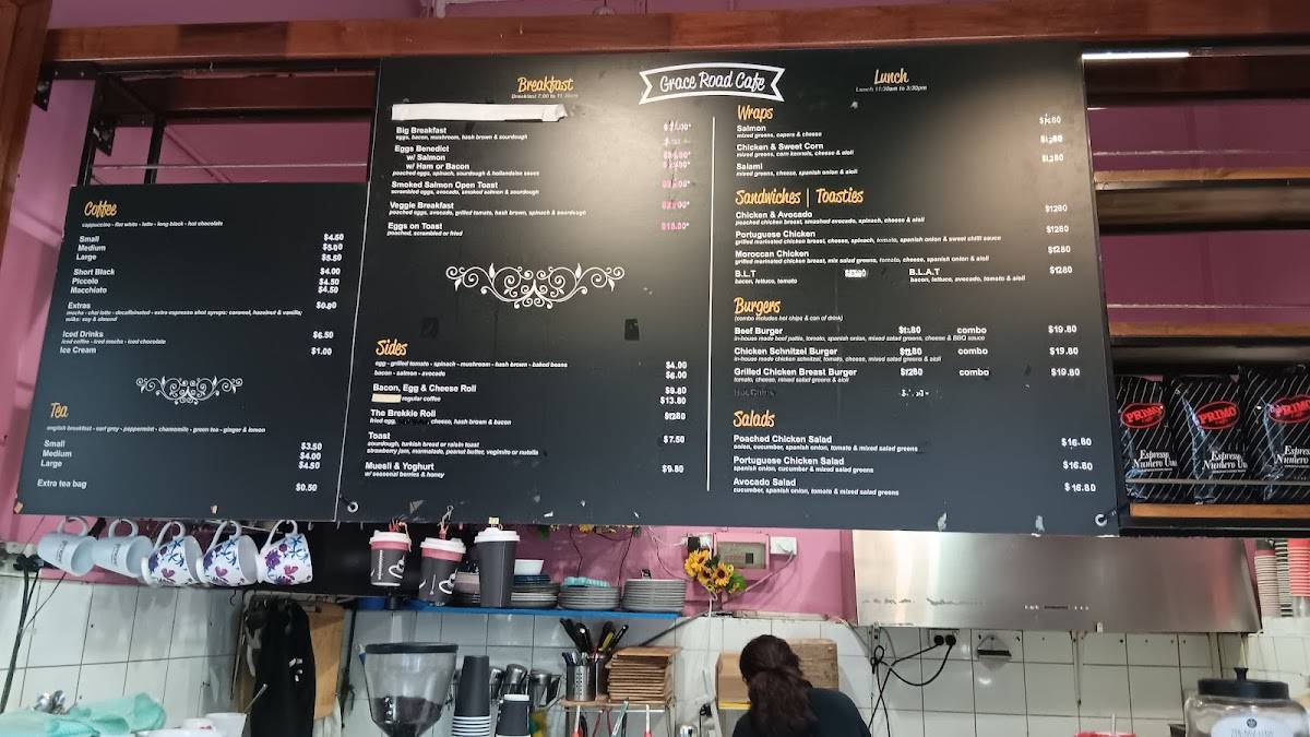 Menu at Grace Road Cafe, Pyrmont