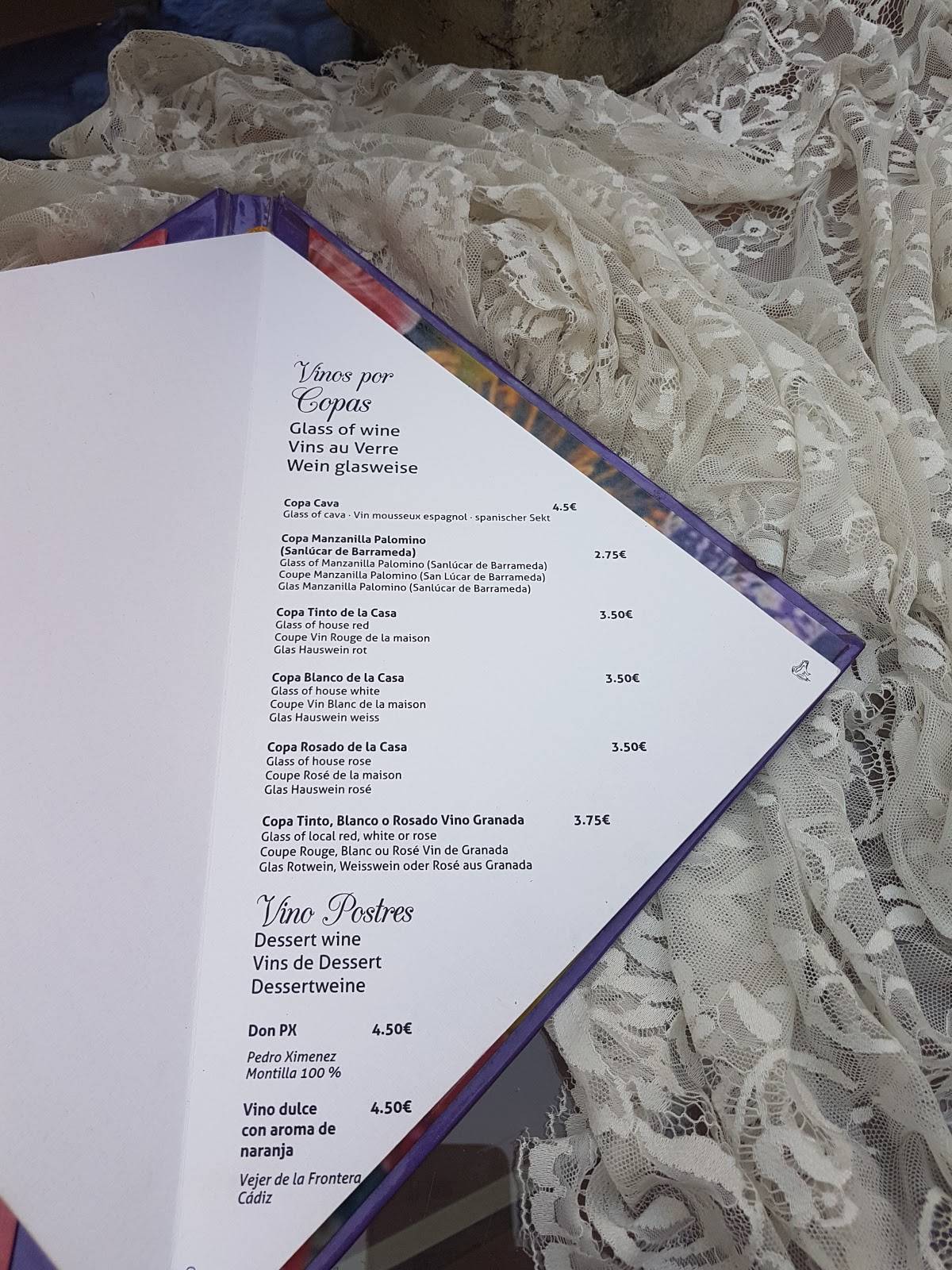 Menu at El Trillo Restaurante Granada, Granada