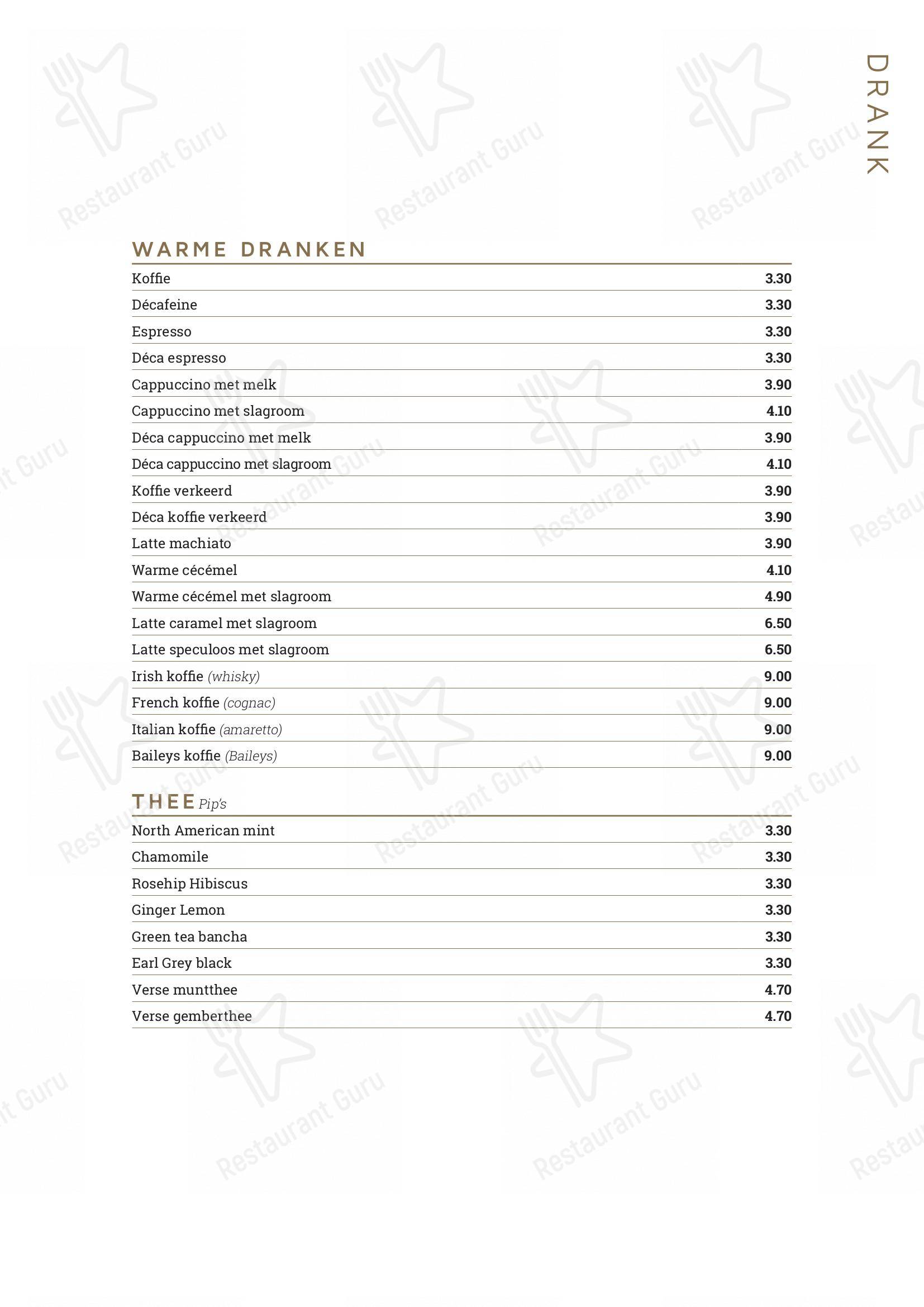 Menu au Grand Cafè 500, Louvain
