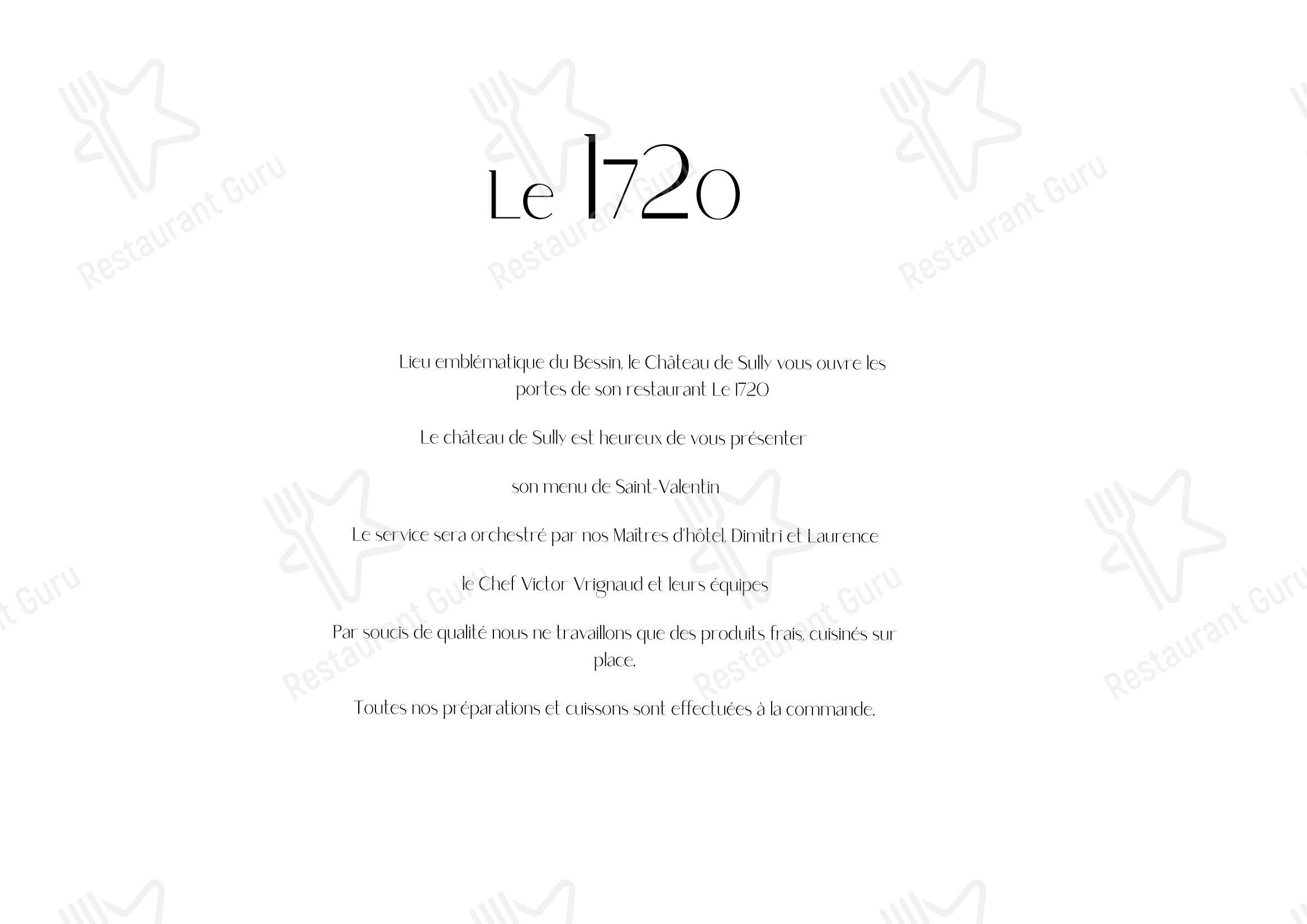 Menu au Château de Sully restaurant, Sully