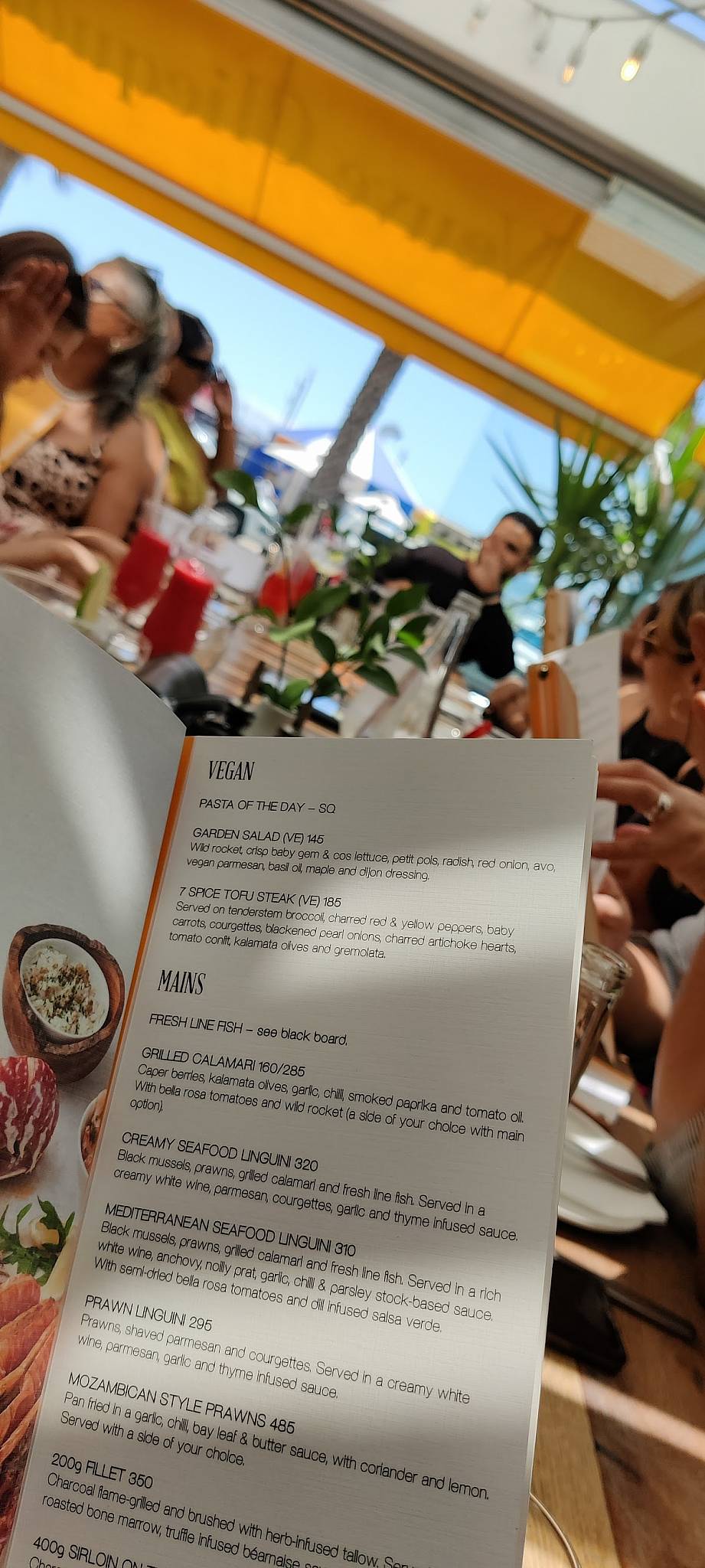 Menu at Grand Pavilion restaurant, Cape Town