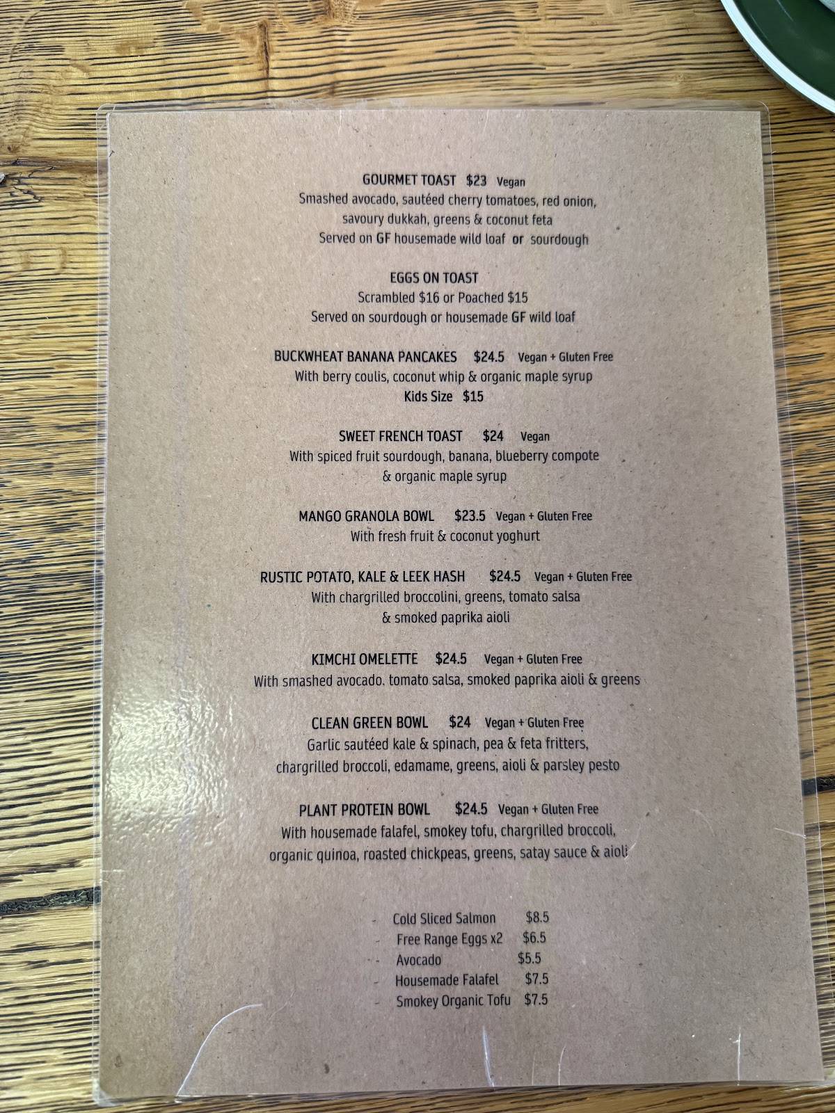 Menu at Gratitude Eatery pub & bar, Tauranga