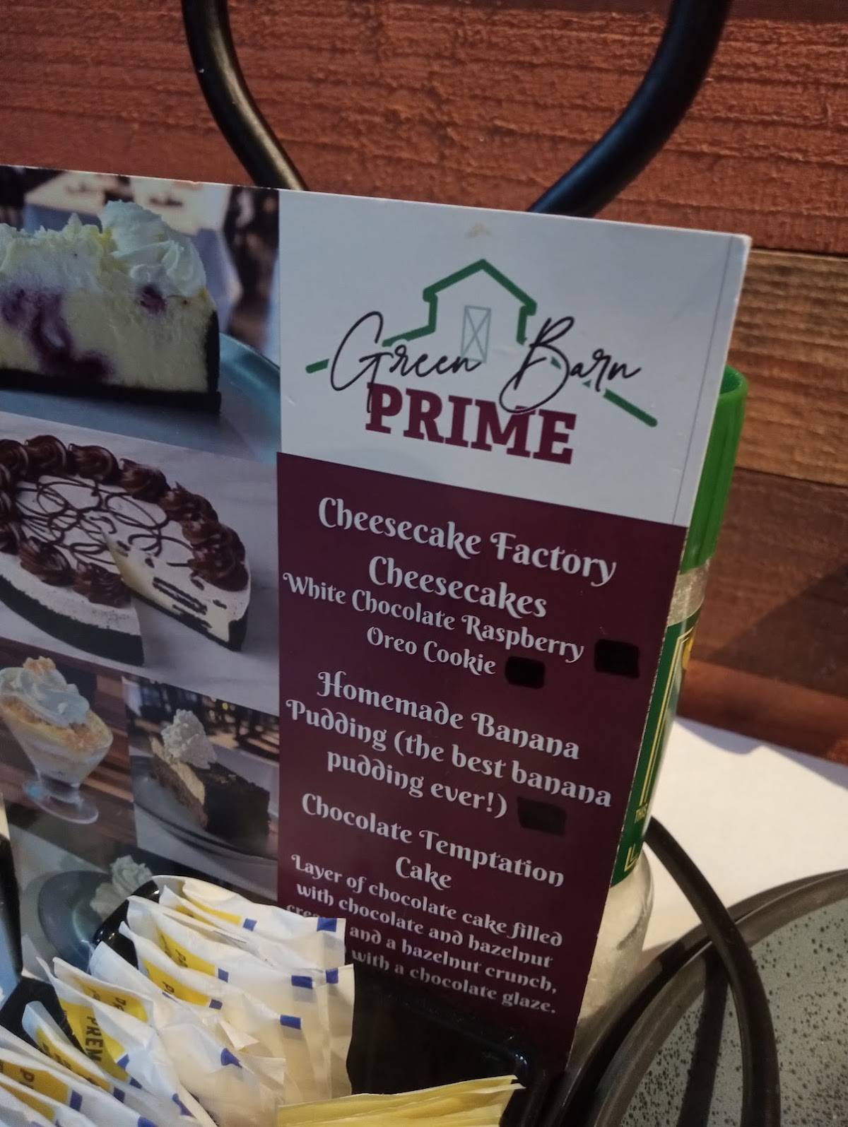 Menu at Green Barn Prime, Trenton