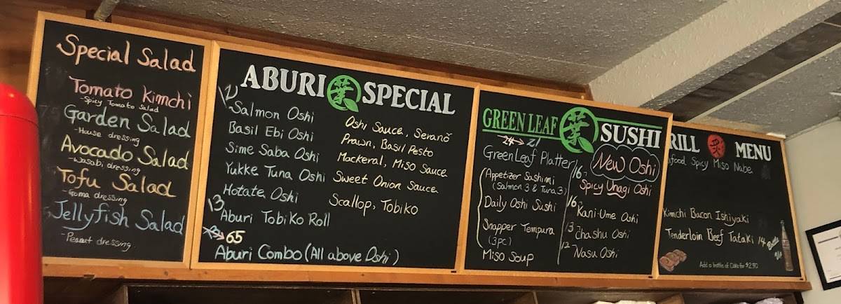Menu at Green Leaf Sushi l Kitsilano restaurant, Vancouver