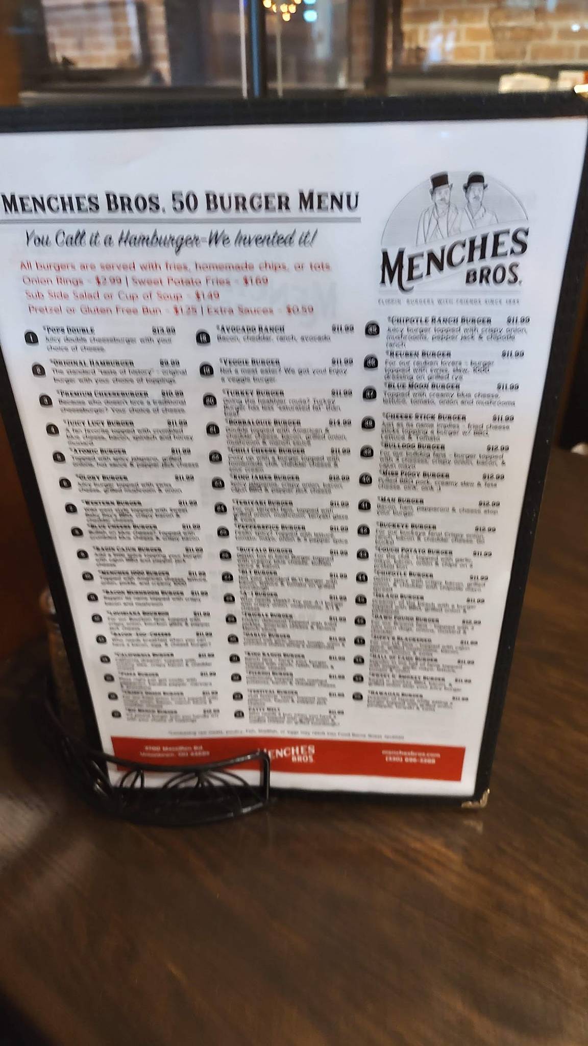Menu at Menches Brothers Restaurant & Pub, Green