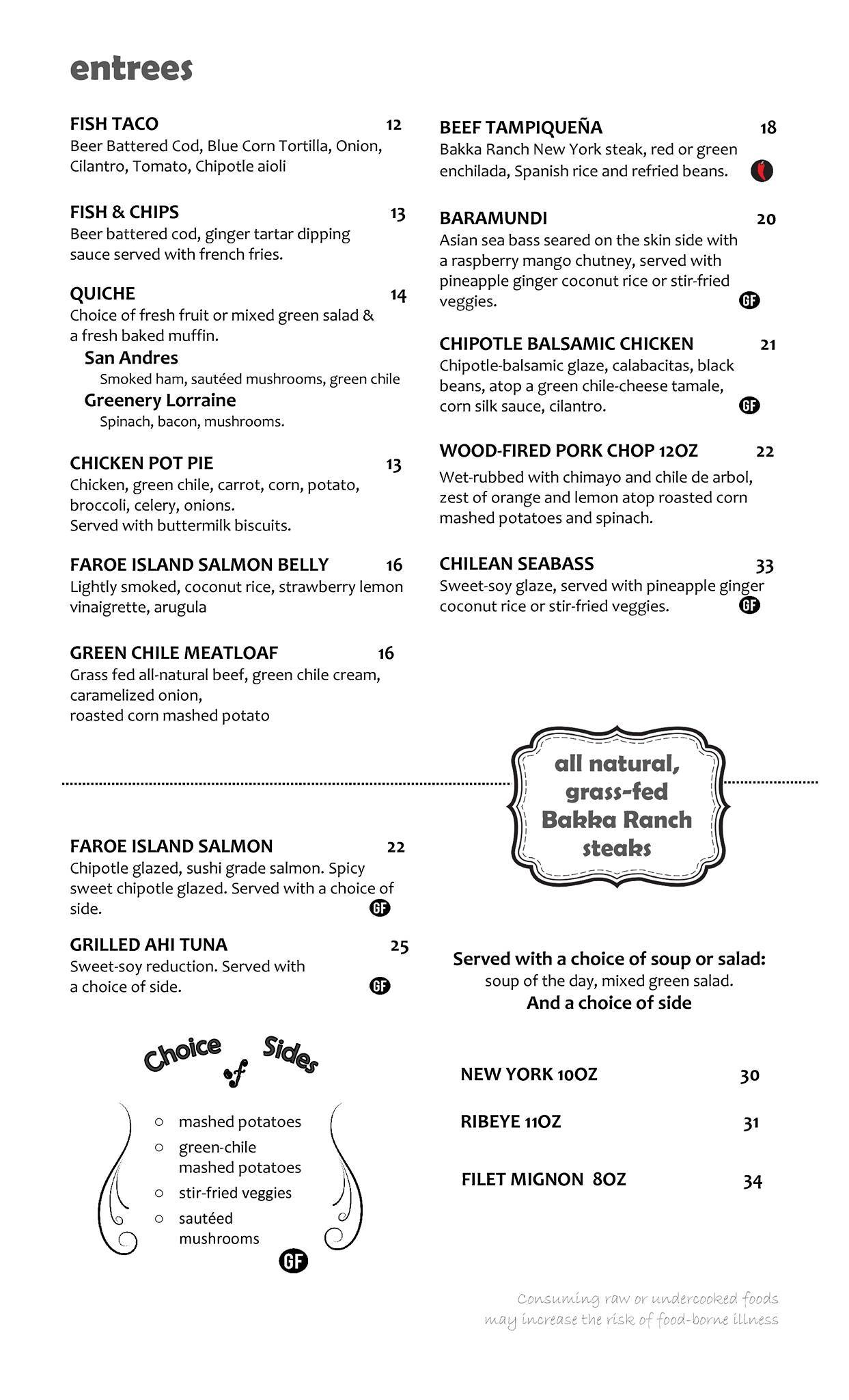 Menu at Greenery Restaurant, El Paso, 750 Sunland Park Dr