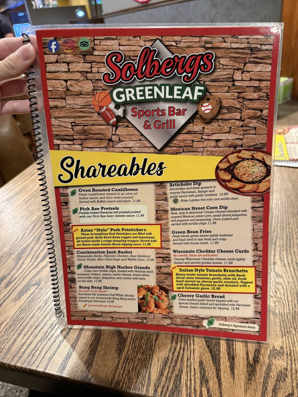 Menu at Greenleaf Sports Bar & Grill, Iron Mountain